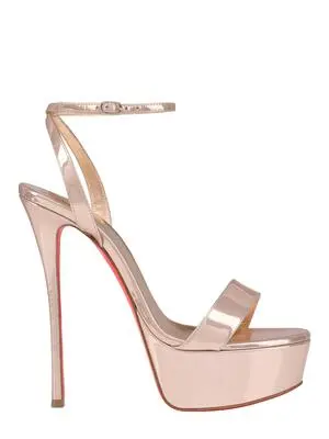 CHRISTIAN LOUBOUTIN Loubi Queen Alta 150mm Patent Leather Platform Sandals - Metallic
