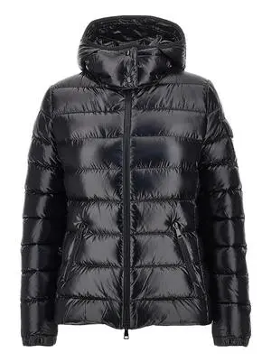 Moncler Padded Nylon Down Jacket With Logo Patch - Black