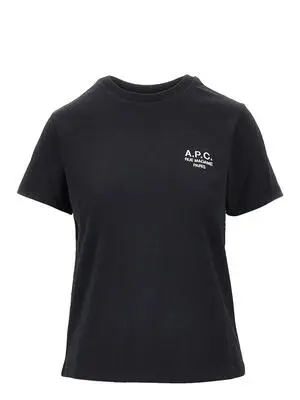 A.p.c. Short-sleeve Cotton Jersey T-shirt With Logo Embroidery - Black