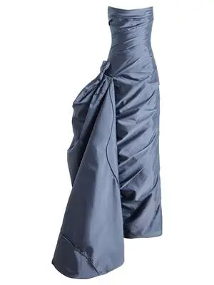 MARMAR HALIM Strapless Gown With Overskirt - Blue