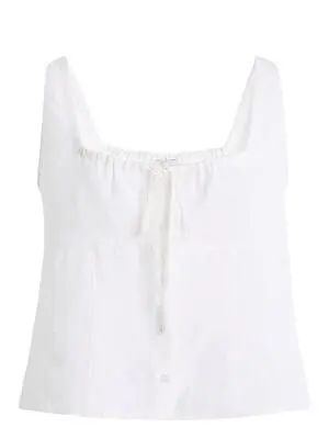 DEIJI STUDIOS Sleeveless Linen Tie Top - White