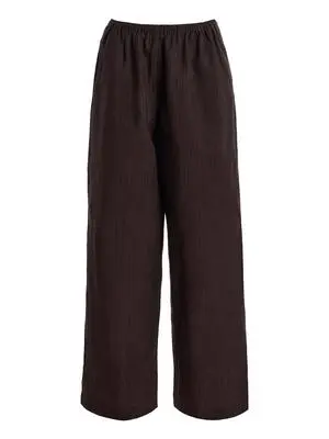 DEIJI STUDIOS Ease Striped Linen Trousers - Brown