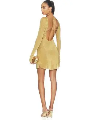 GUIZIO Estelle Backless Metallic Mini Dress - Gold