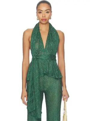Hanne Bloch Knit Scarf Top - Green