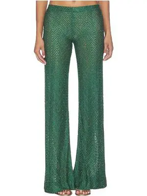 Hanne Bloch Metallic Knit Trousers - Green