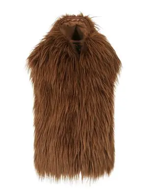 Giorgio Armani Long-haired Fur Vest With Hood - Camel