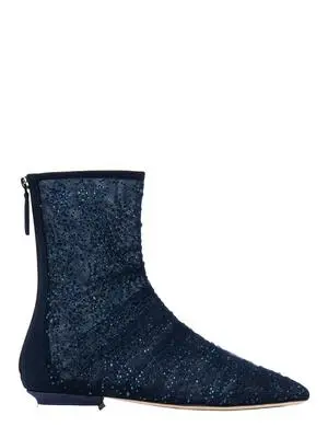 Giorgio Armani Ankle Boots With Tulle And Rhinestones - Blue