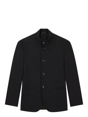 Giorgio Armani Blazer One Shot Regular Fit In Pure Virgin Wool Crepe - Black