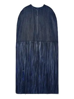 Giorgio Armani Nappa Leather Cape With Fringes - Blue