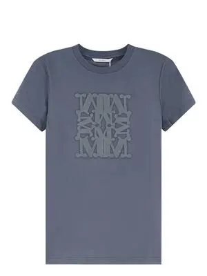 Max Mara Giovane Cotton T-shirt With Embroidered Logo - Grey