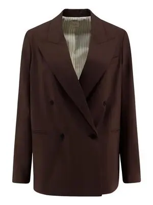 ALYSI Double-breasted Peak Lapel Blazer - Brown