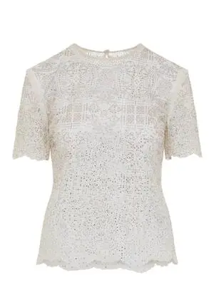 ERMANO SCERVINO Ermanno Scervino Embellished Lace Top - Multicolor