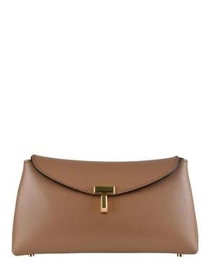 TOTEME Mini T-lock Clutch In Smooth Leather - Brown