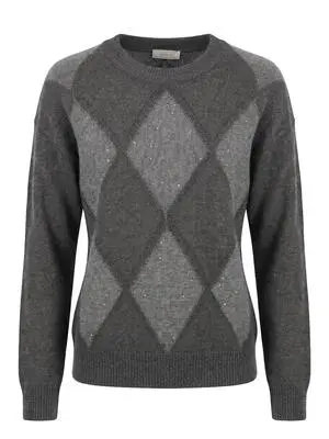 Peserico Argyle Patterned Round Neck Sweater - Multicolor