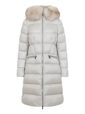 Moncler Boedic Long Down Coat With Fur Trimmed Hood - Multicolor