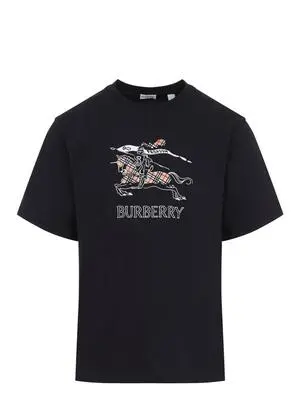 Burberry Ryan" T-shirt With Equestrian Knight Emblem - Black