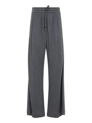 Brunello Cucinelli Wide Leg Cotton Blend Pants - Gray