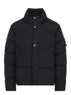 Stone Island Quilted Bomber Jacket With Detachable Badge - Black
