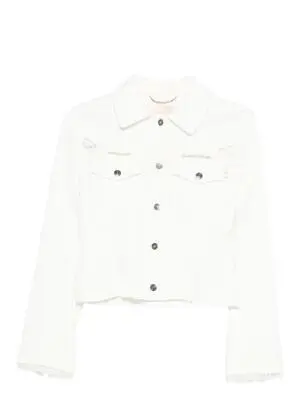 ERMANO SCERVINO White Denim Jacket With Lace Detail - Multicolor