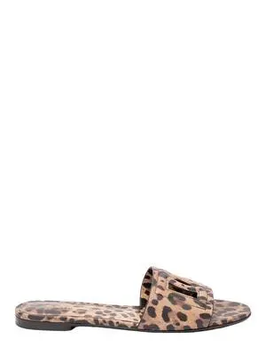 Dolce & Gabbana DOLCE & GABBANA Calf Leather Sliders With DG Logo Multicolor