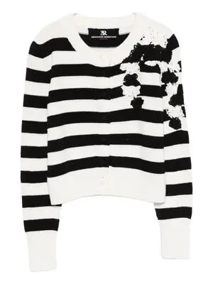 ERMANO SCERVINO ERMANNO SCERVINO Striped Cotton Cardigan With Floral Embellishment