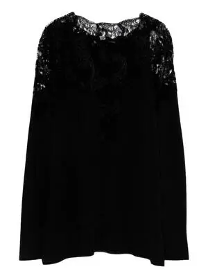 ERMANO SCERVINO Ermanno Scervino Black Viscose Long Sleeve Top With Lace Details - Multicolor