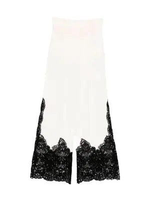 ERMANO SCERVINO Ermanno Scervino Wide-leg Knit Trousers With Lace Trim - Multicolor