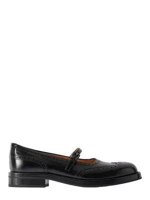 Church's Sheila Leather Mary Jane Flats With Brogue Detailing - Black