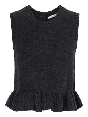Cecilie Bahnsen Ruffled Cashmere & Wool-blend Sweater Vest - Gray