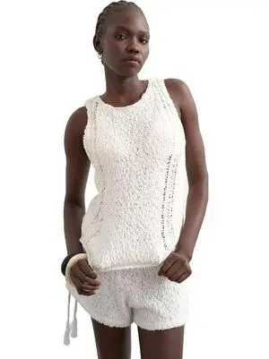 Topshop Knitted Pointelle Vest - Ivory