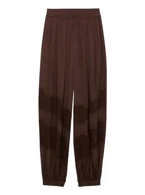 PER UNA BY M&S Lace Balloon Tie Waist Pants - Dark Mole