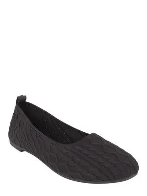 Tahari Cannes Cable Knit Ballet Flat - Black