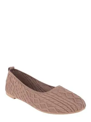 Tahari Cannes Cable Knit Ballet Flat - Light Brown