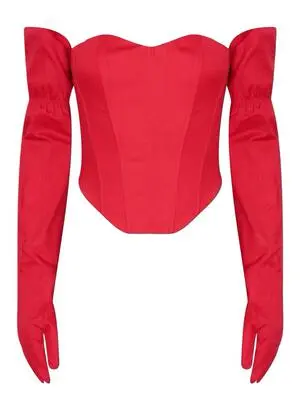 LONDON ATELIER BYPRODUCT Sweetheart Corset With Long Gloves - Red