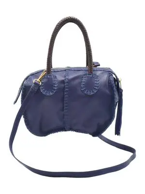 Carlos Falchi Mini Barrel Leather Bag - Blue