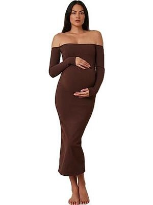 Victoria's Secret Sculpting Rib Off-the-shoulder Dress - Brown