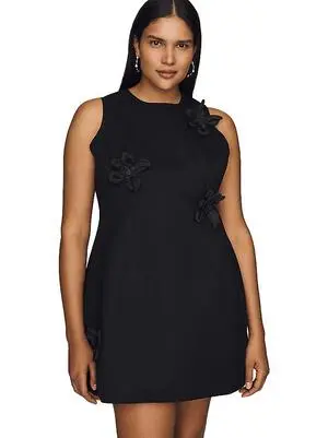 MAUDE CLUB Sleeveless Embellished Mini Dress - Black