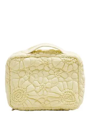 Anthropologie Quilted Floral Hanging Cosmetic Bag - Neutral