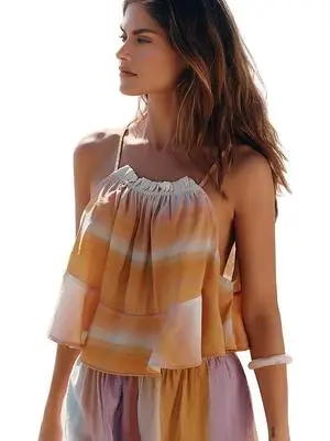 CELANDINE Apron Swing Cami - Orange Pattern