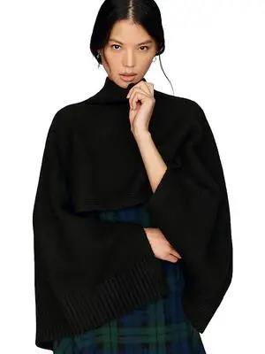 Anthropologie By Anthropologie Funnel-Neck Cropped Shrug Black