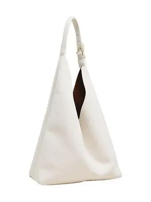 Anthropologie Love Knot Faux Suede Buckle Slouchy Bag - Cream