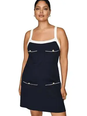 English Factory Sleeveless Square Neck Mini Dress - Navy
