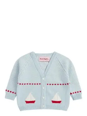 Rosie Sugden Cashmere Cardigan With Sailboat Motif - Blue