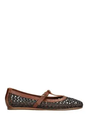 ANCIENT GREEK SANDALS Leather-raffia Ballet Flats - Brown
