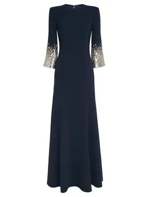 Jenny Packham Anita Embellished Cuff Maxi Dress - Black