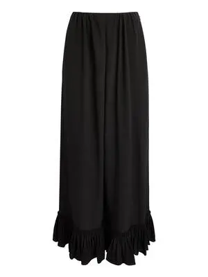 Chloé Silk Cropped Ruffle-trim Trousers - Black