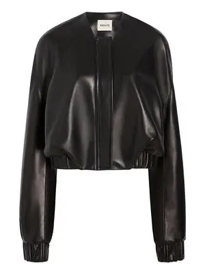 Khaite Leather Bomber Jacket - Black