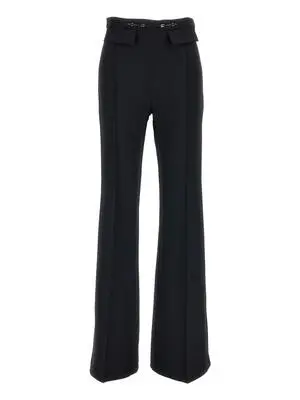 Elisabetta Franchi Stretch Crepe High Waist Flared Trousers - Nero