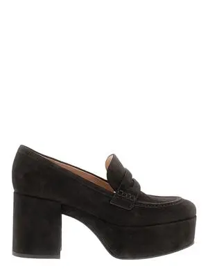 GIANVITO ROSSI Suede Platform Loafers - Brown