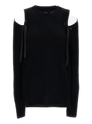Simone Rocha Cashmere V-neck Sweater With Bow Detail - Black